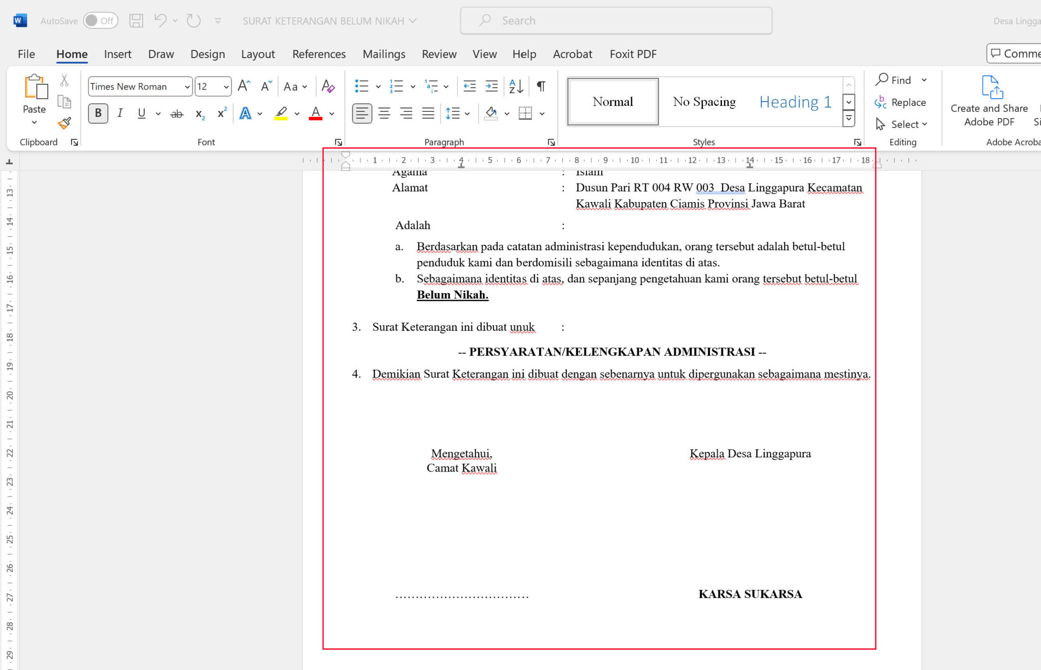 3 Cara Membuat Kolom Tanda Tangan Surat di Ms Word